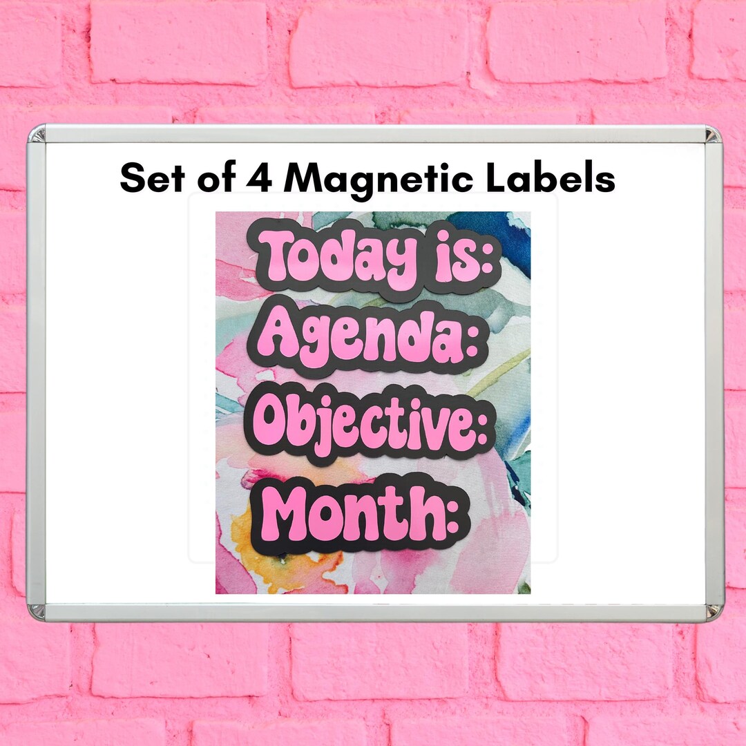 Set of 4 (2") Custom Magnetic Labels, Classroom White Board Labels for ...