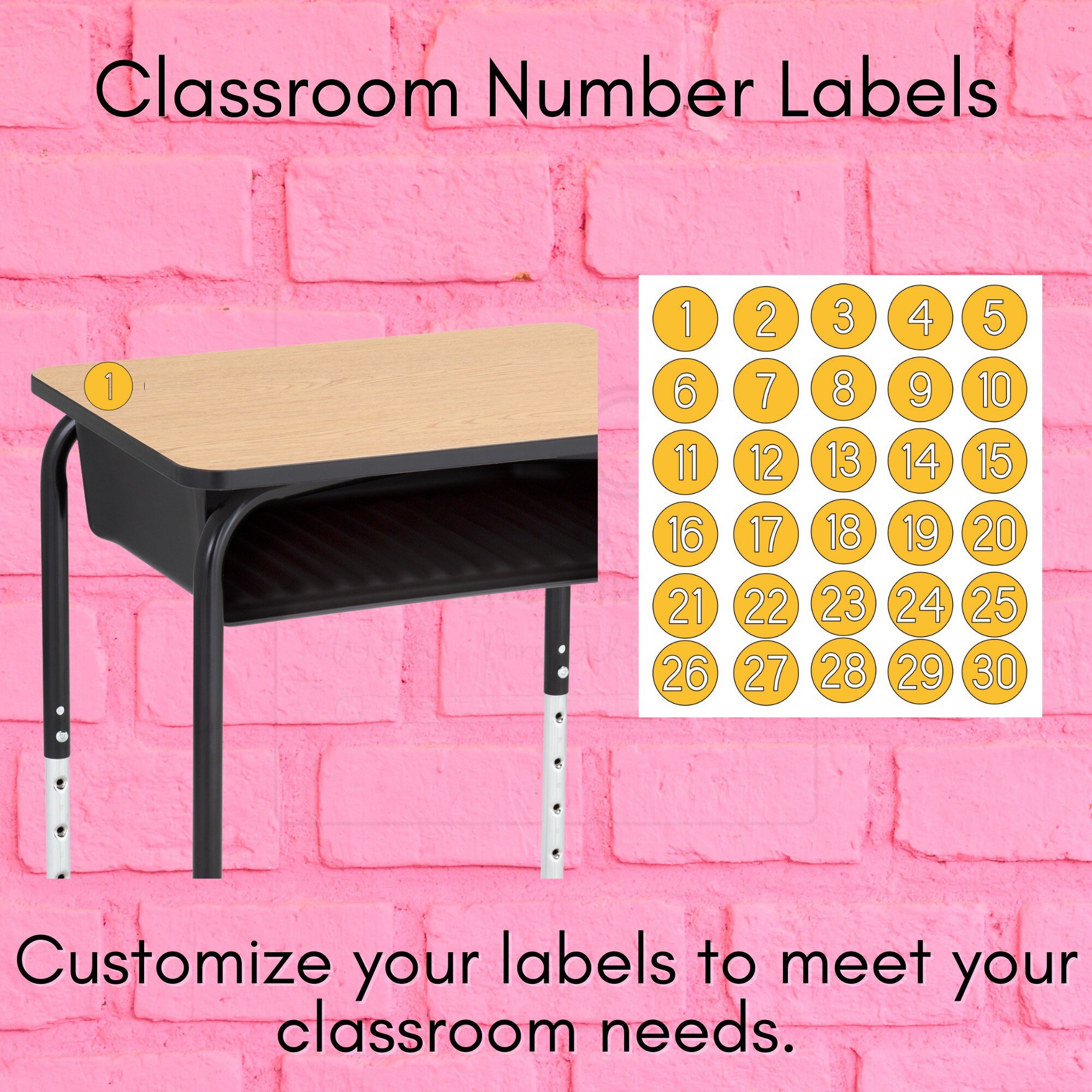 Classroom Number Labels: Vinyl School Desk Tags - Etsy