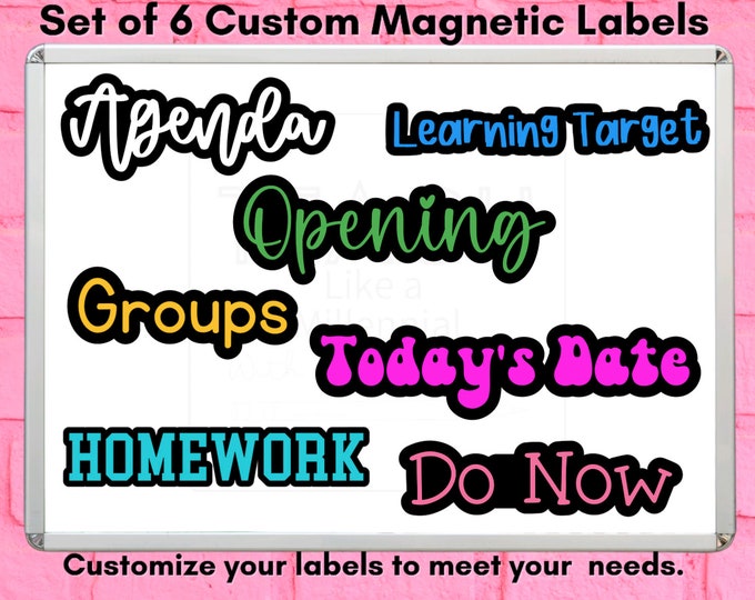 Set of 6 2.5 Custom Magnetic Labels, Classroom White Board Labels for ...