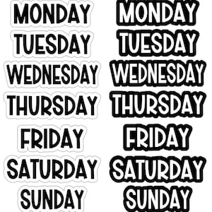 Set of 7 Days of the Week Magnetic Labels, Classroom Magnetic White ...