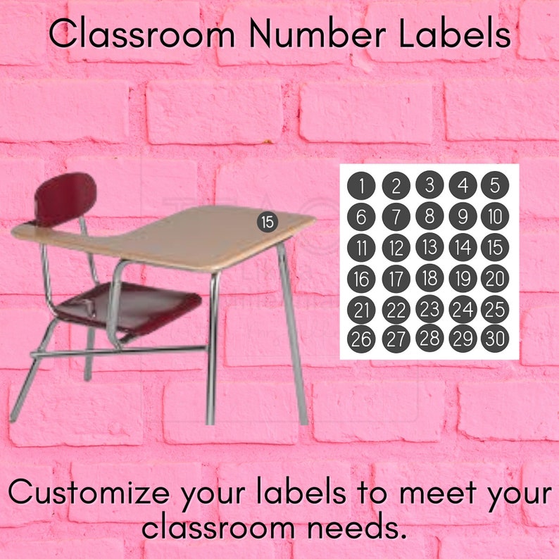Classroom Number Labels: Vinyl School Desk Tags - Etsy