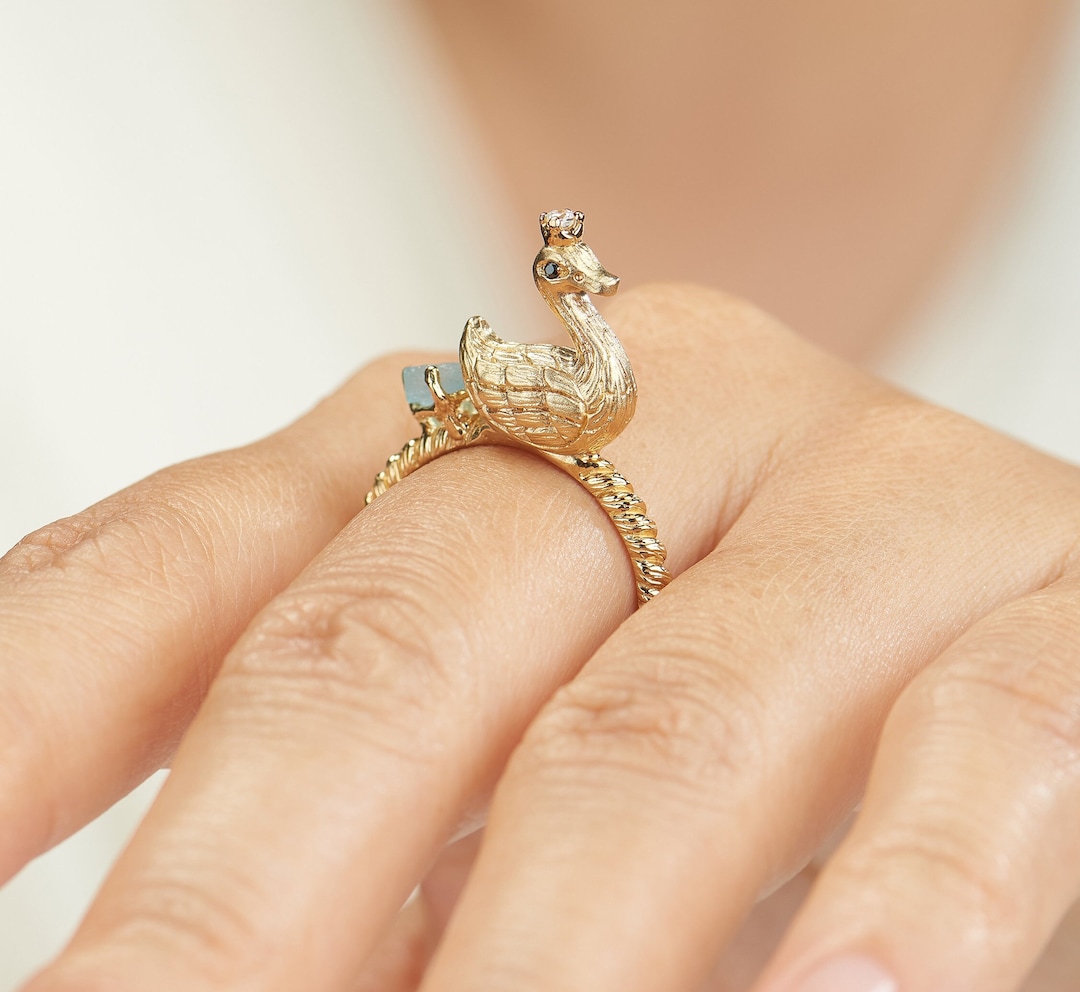 Topaz Duck Ring, Ring, Jewelry, Topaz Ring, Handmade Jewelry, Yellow ...