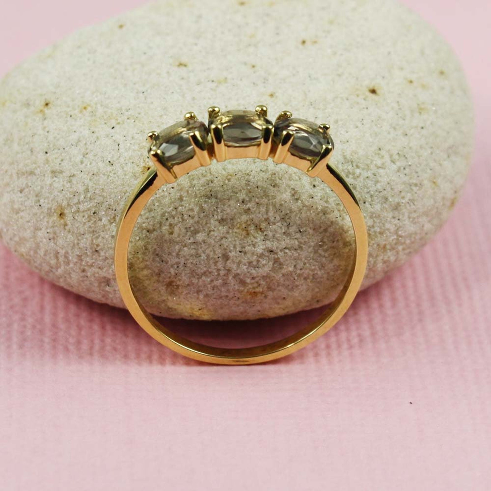 Smoky Quartz Gold Ring Three Gemstone Ring Multi-gemstone | Etsy