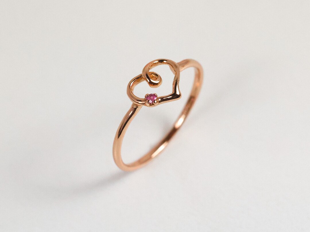 Rose Gold Heart Ruby Ring Women's Fashion Accessories - Etsy