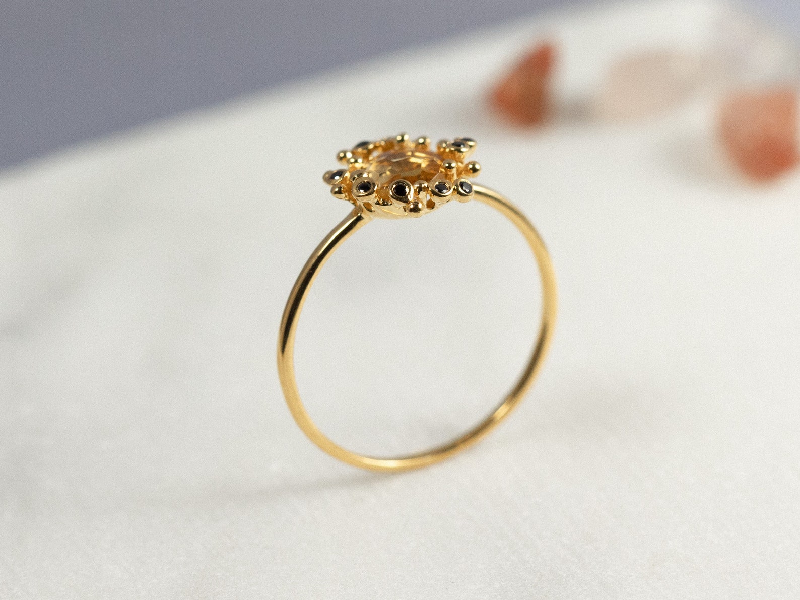 Round Citrine Gold Ring Citrine Ring Citrine Ring Gold - Etsy