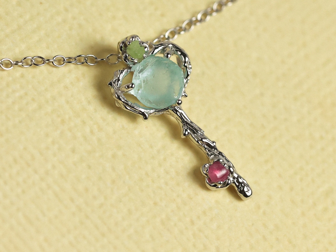 Blue Topaz Key Necklace, Blue Topaz Key Necklace, Blue Topaz Pendant ...
