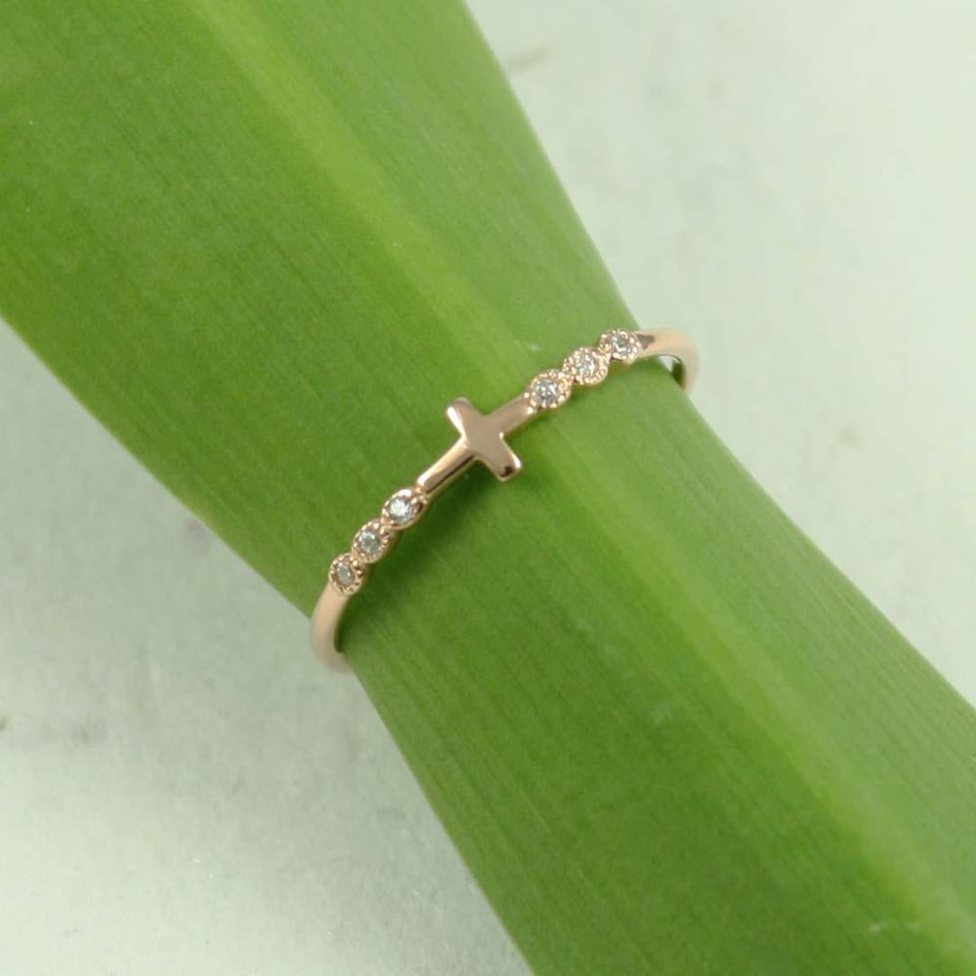 Rose Gold Cross Ring, Dainty Cross Rings, Spiritual Rings, Cross ...