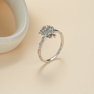 Blue Topaz Rose Ring, Rose Ring, Flower Rings, Gemstone Ring, Sterling ...