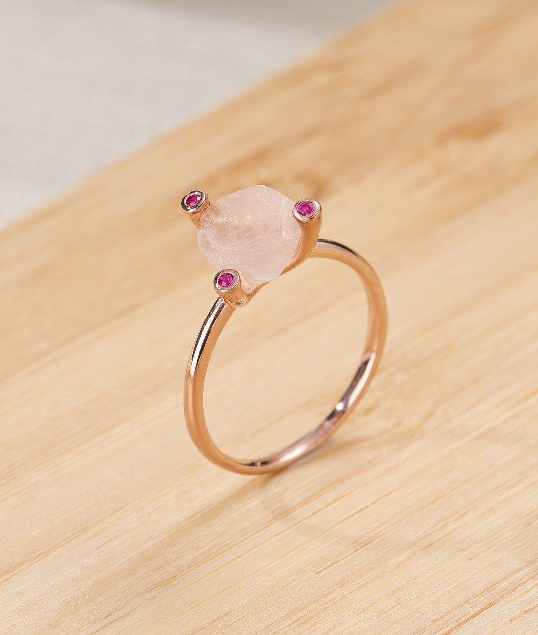 Rose Quartz & Ruby Rose Gold Ring, Sterling Silver Rings, Silver Rings, Silver Jewelry for Women ...