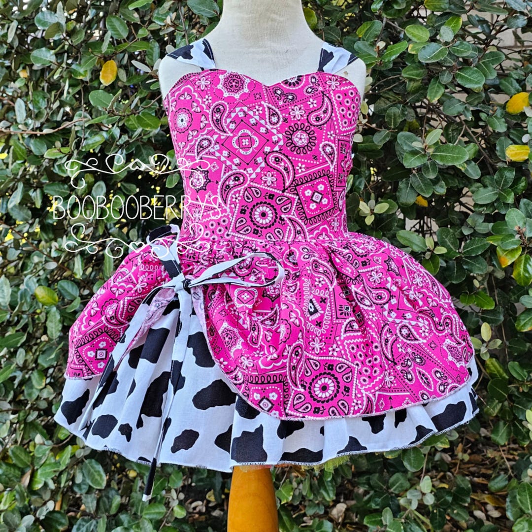 Cowgirl Dress Cow Print and Bandana Print Birthday Party Dress, Western ...