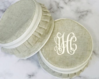 Monogram Jewelry Case Linen Ruffle Jewelry Holder Travel - Etsy