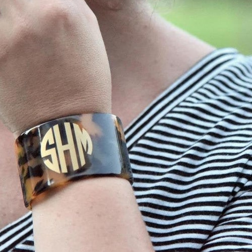 Monogrammed Tortoise Cuff Bracelet Monogrammed Gifts - Etsy