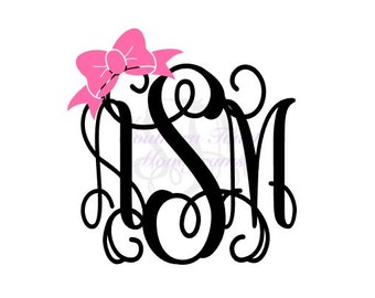 Fancy Monogram Decal | Glitter Bow Decal | Monogram Decal | Yeti Cup ...