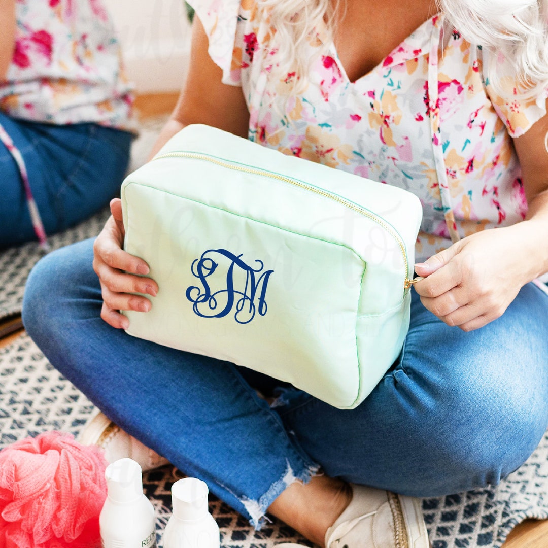 Monogrammed Nylon Cosmetic Bag: Personalized Travel Pouch - Etsy