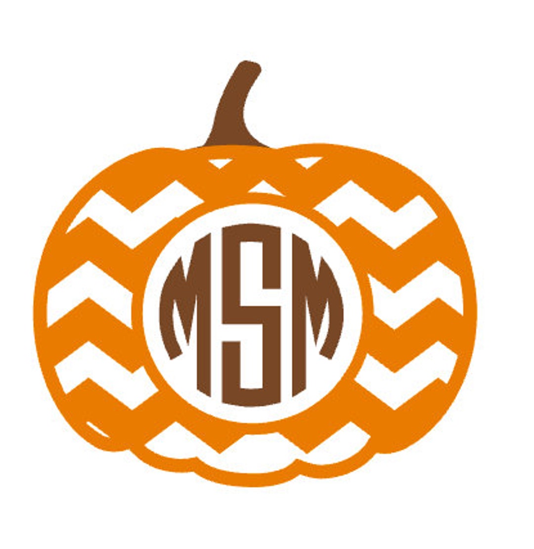 Monogrammed Pumpkin Vinyl Decal - Monogrammed Fall Vinyl Decal - Monogrammed Gifts - Chevron ...