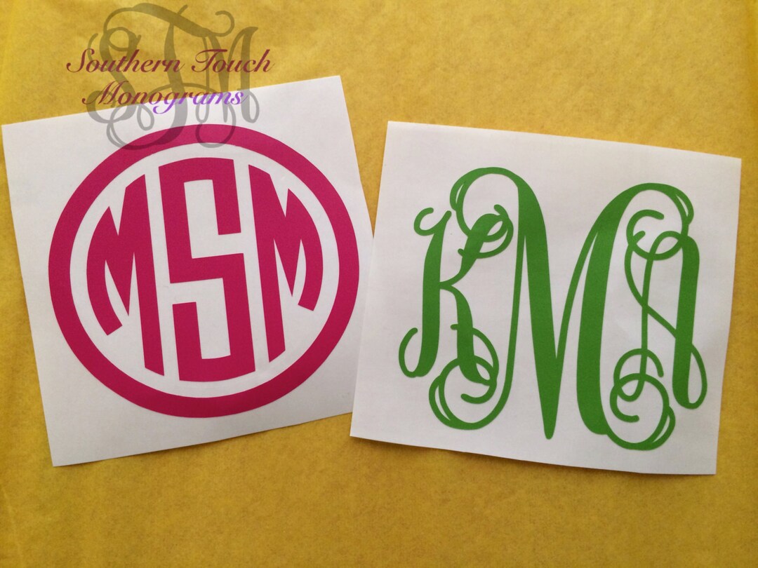 Monogram Vinyl Decal Sticker: Personalized Car, Laptop, Tumbler - Etsy