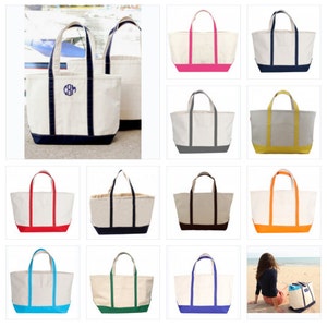 Monogrammed Large Boat Tote Bridesmaid Gift Canvas Tote Bag Monogrammed ...