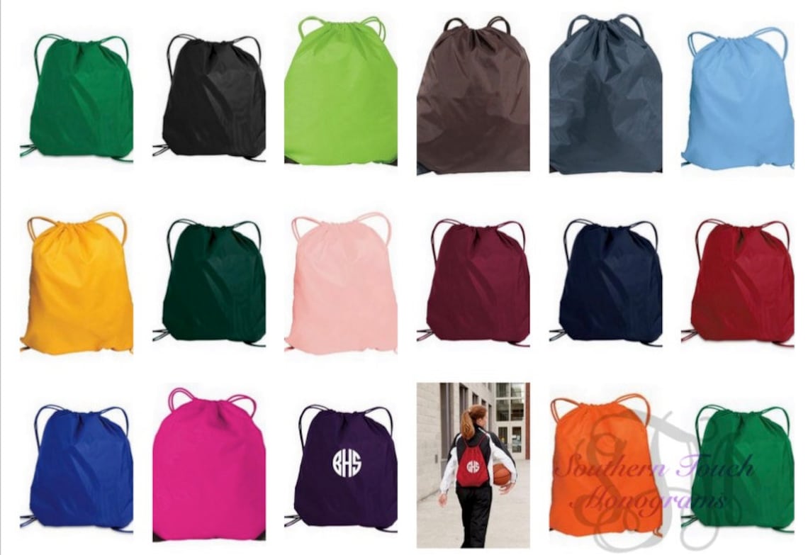 Monogrammed Drawstring Backpack Monogrammed Gifts Sports | Etsy