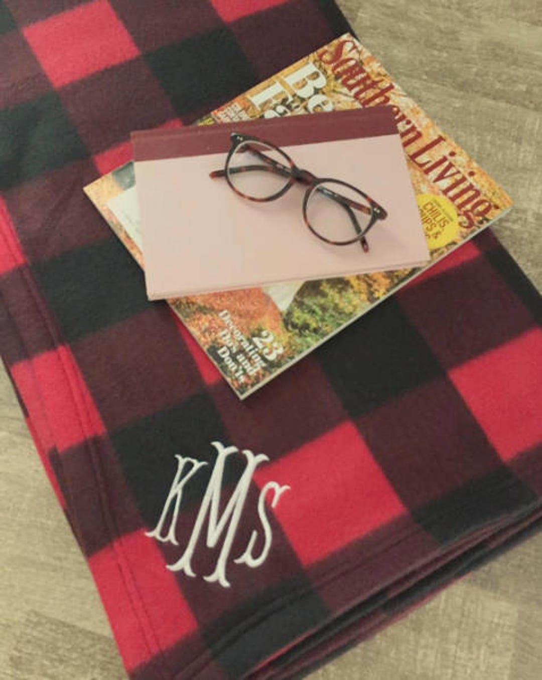 Monogrammed Fleece Blanket: Personalized Plaid Throw, Cozy Home Decor ...