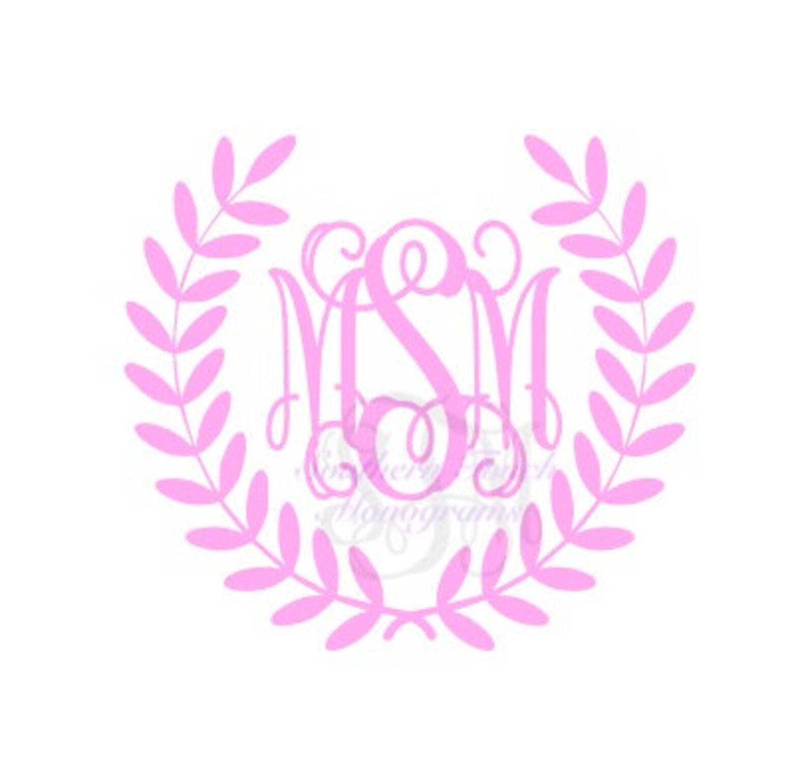 Monogram Laurel Wreath Vinyl Decal Sticker Monogrammed Gifts - Etsy