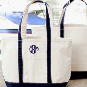 Monogrammed Large Boat Tote Bridesmaid Gift Canvas Tote Bag Monogrammed ...