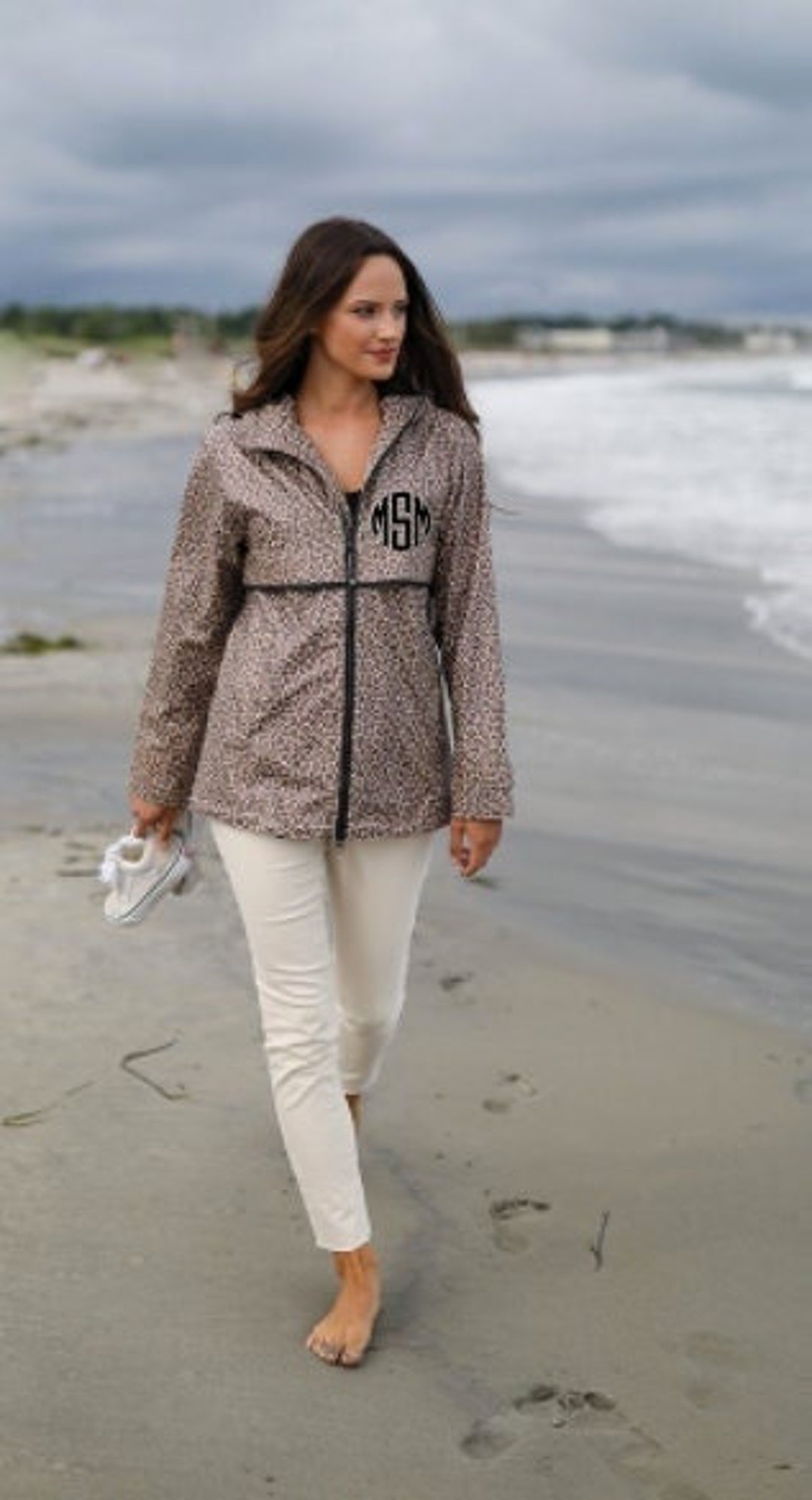 Monogrammed Leopard Rain Jacket: Waterproof Hooded Outerwear - Etsy