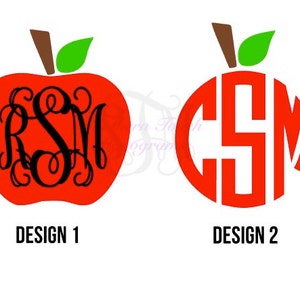 Monogram Apple Vinyl Decal Sticker - Monogrammed Teacher Gifts - Car ...