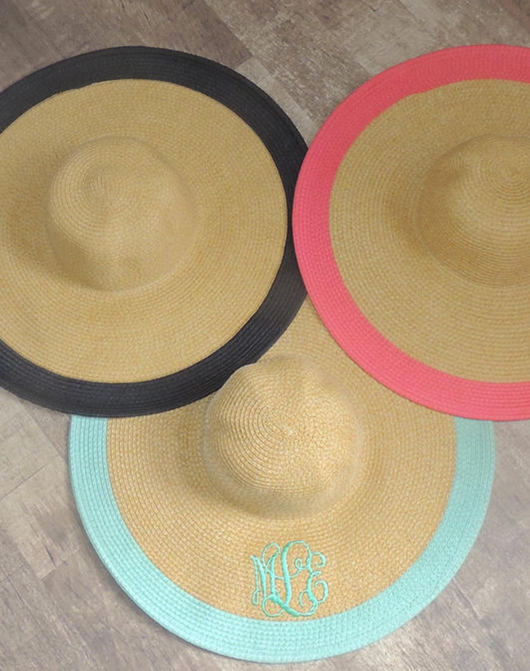 Monogrammed Straw Floppy Hat: Wide Brim Sun Hat - Etsy