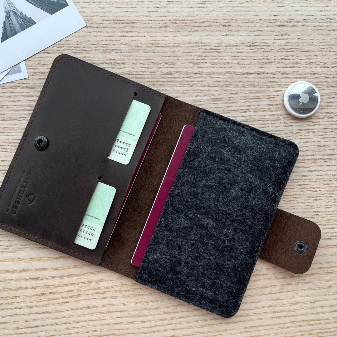 Passport Wallet With AirTag Holder, Family Passport Holder, Leather ...