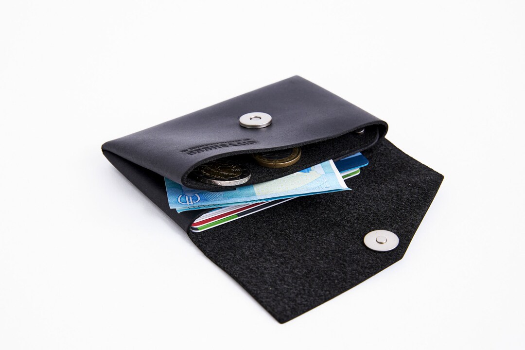 Small Leather Wallet Men, Card Wallet With Coin Pouch, Minimalist ...