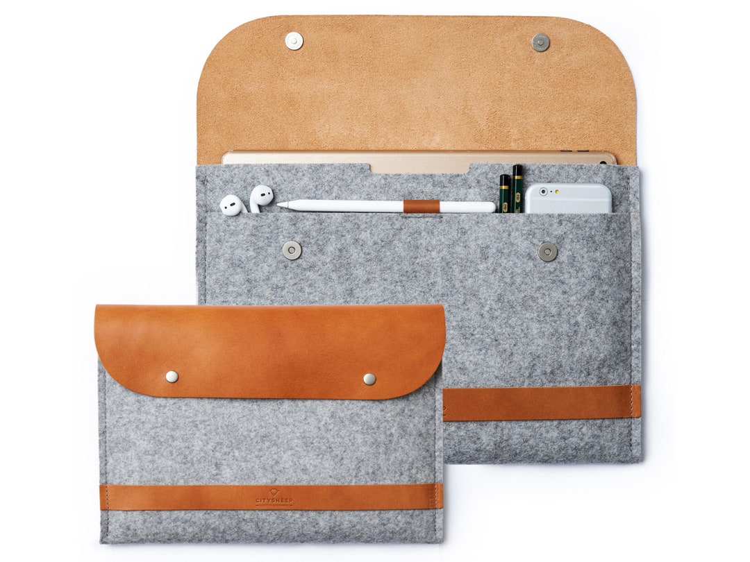 Leather Wool Felt iPad Case With Pencil Holder Fits Magic/smart ...