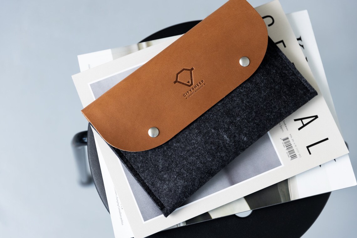 Cable Organizer Leather and Pure Wool Felt Cord and Cable | Etsy