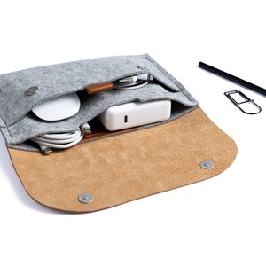 Cable Organizer, Leather and Pure Wool Felt Cord and Cable Organizer ...