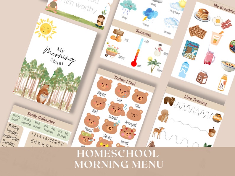 Homeschool Morning Menu Busy Binder for Kindergarten & 1st Grade, Fall ...