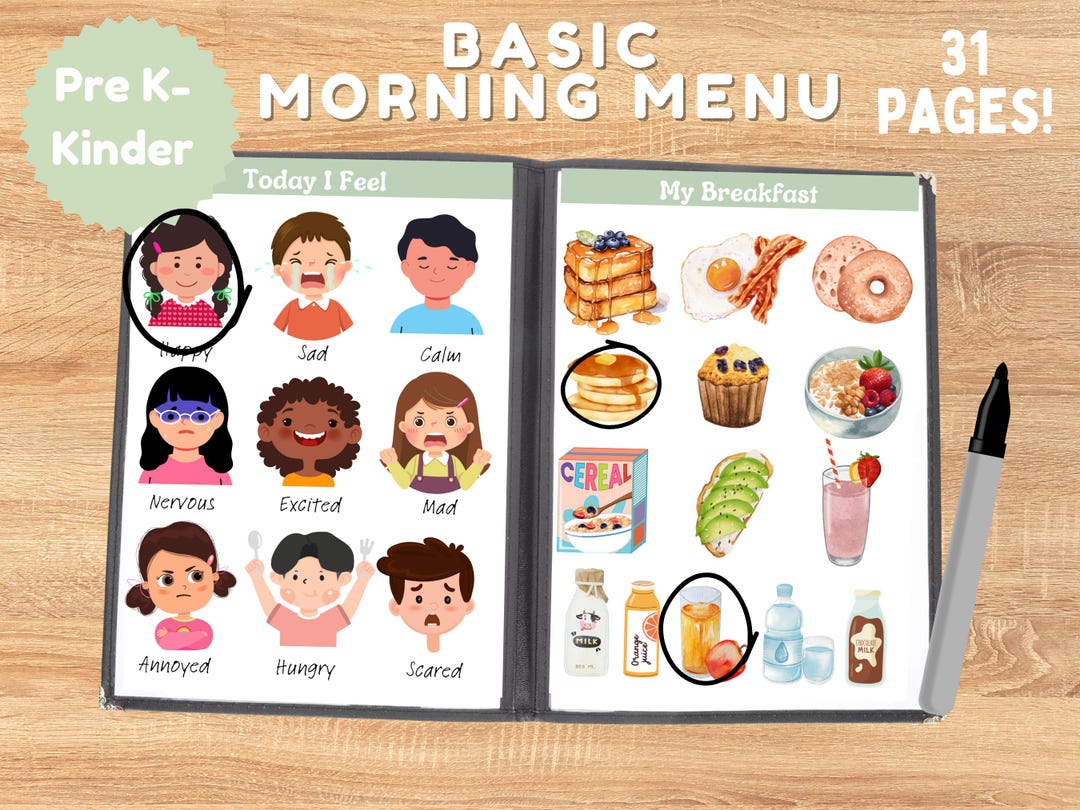 Preschool Morning Menu: Learning Binder, Daily Activities (digital ...