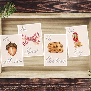 Christmas Alphabet Flashcards, Montessori Learning, Preschool Christmas ...