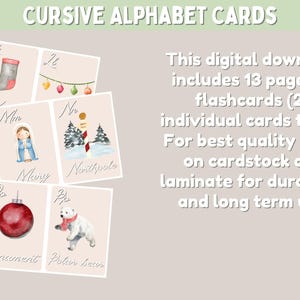 Christmas Alphabet Flashcards, Montessori Learning, Preschool Christmas ...