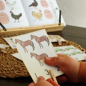 Farm Animals Counting Cards - Montessori Preschool Learning, Printable ...