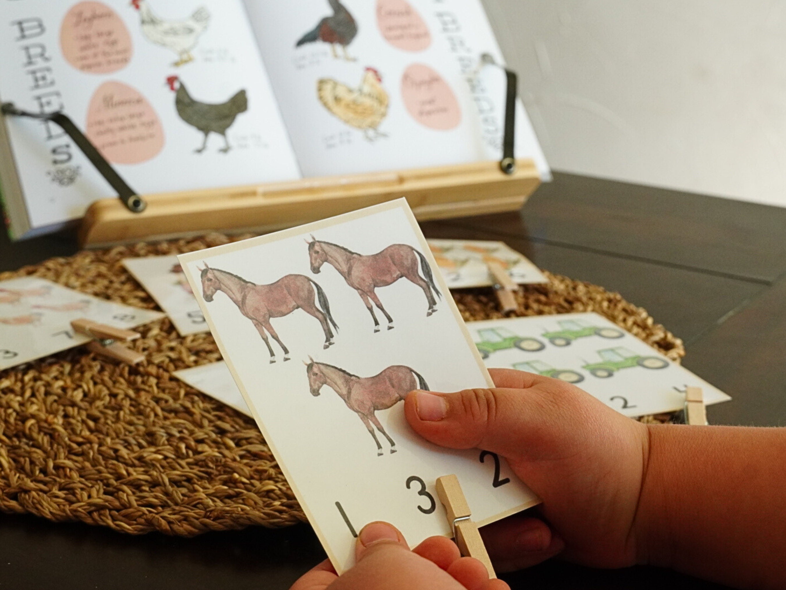 Farm Animals Counting Cards - Montessori Preschool Learning, Printable ...
