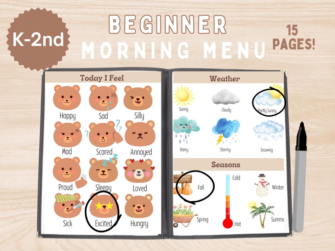 Homeschool Morning Menu + Busy Binder for Kindergarten & 1st Grade ...