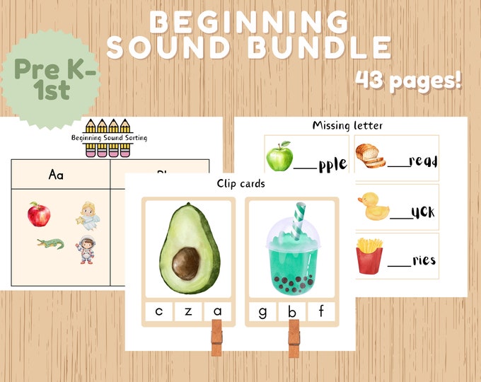 Beginning Sounds Activity Bundle: Preschool Kindergarten Curriculum ...