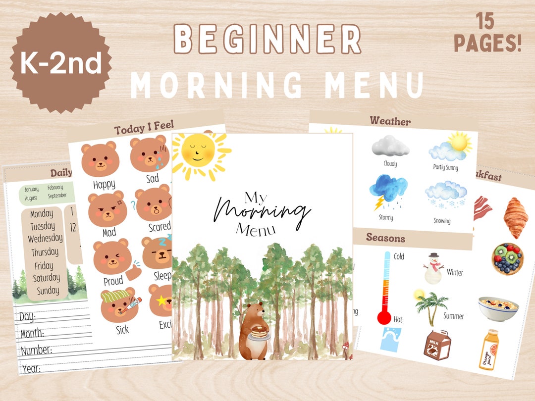 Homeschool Morning Menu Busy Binder for Kindergarten & 1st Grade, Fall ...
