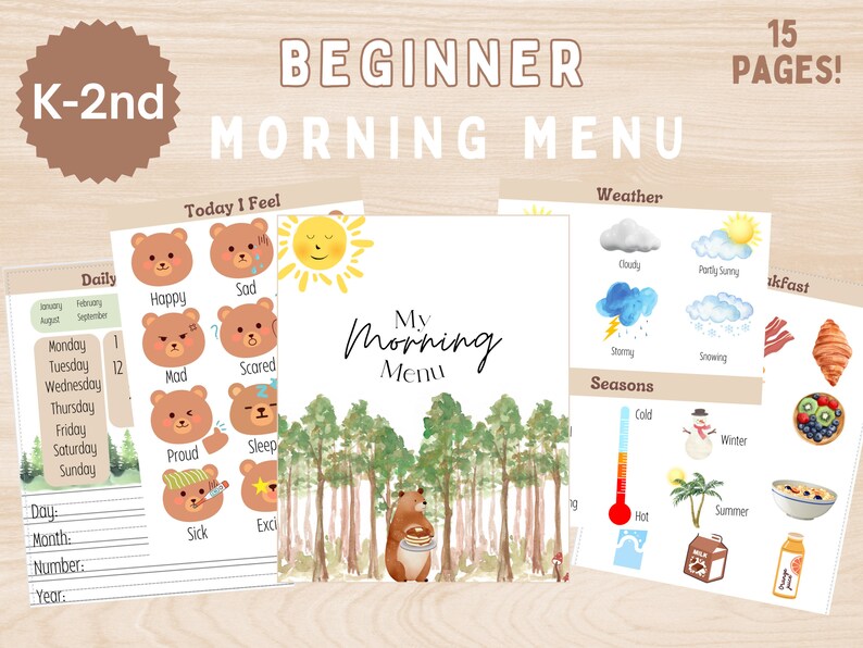 Homeschool Morning Menu Busy Binder for Kindergarten & 1st Grade, Fall ...