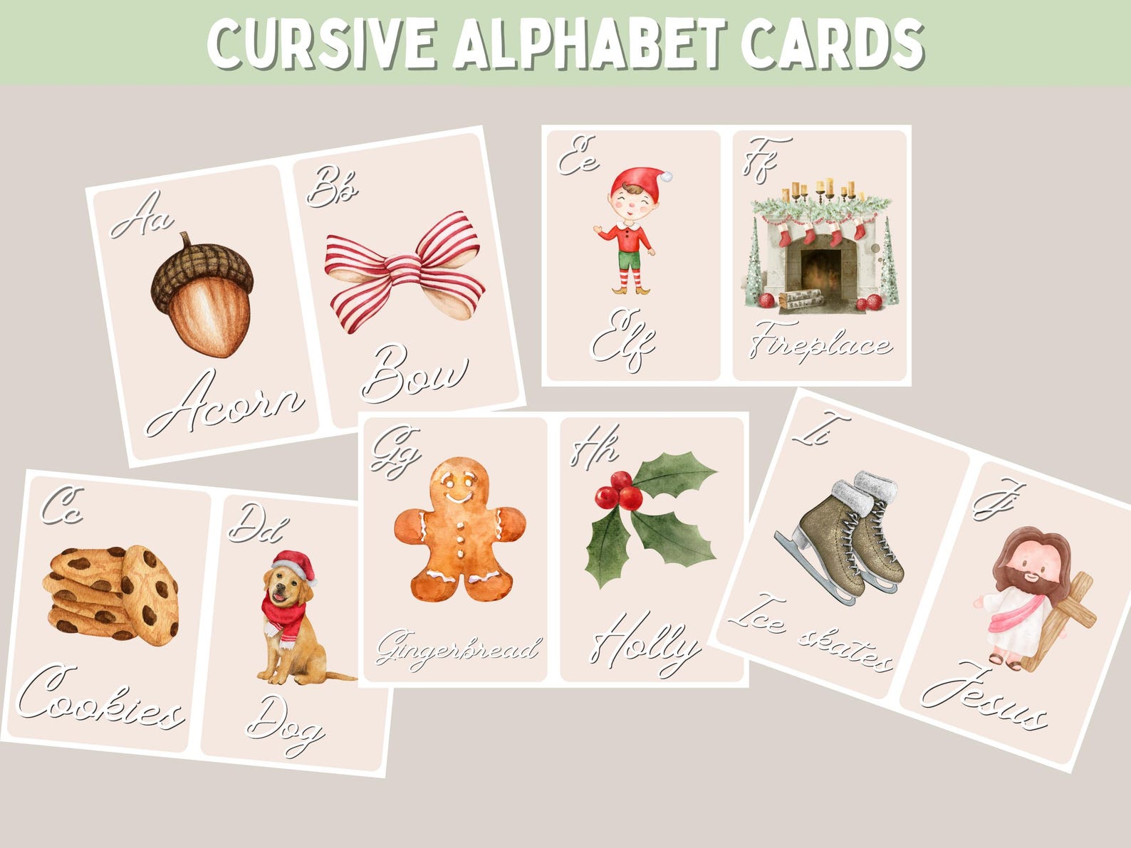 Christmas Alphabet Flashcards, Montessori Learning, Preschool Christmas ...