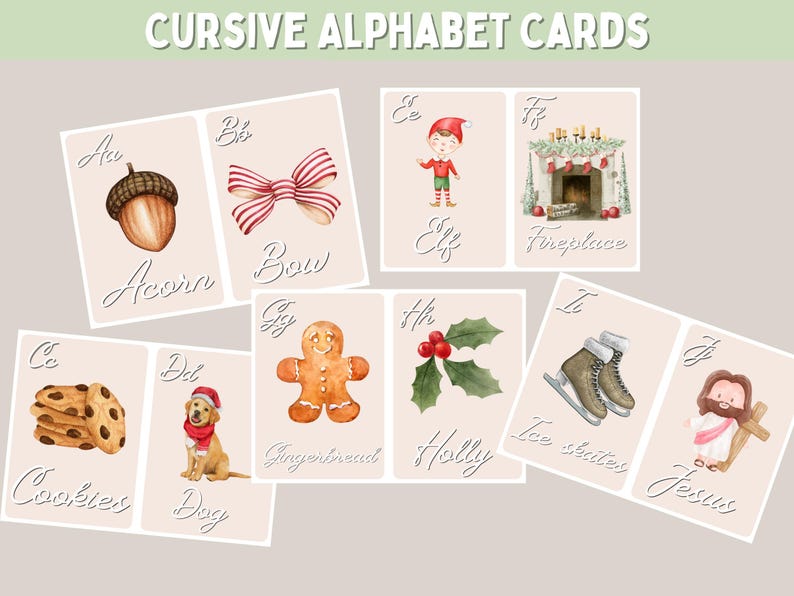 Christmas Alphabet Flashcards, Montessori Learning, Preschool Christmas ...