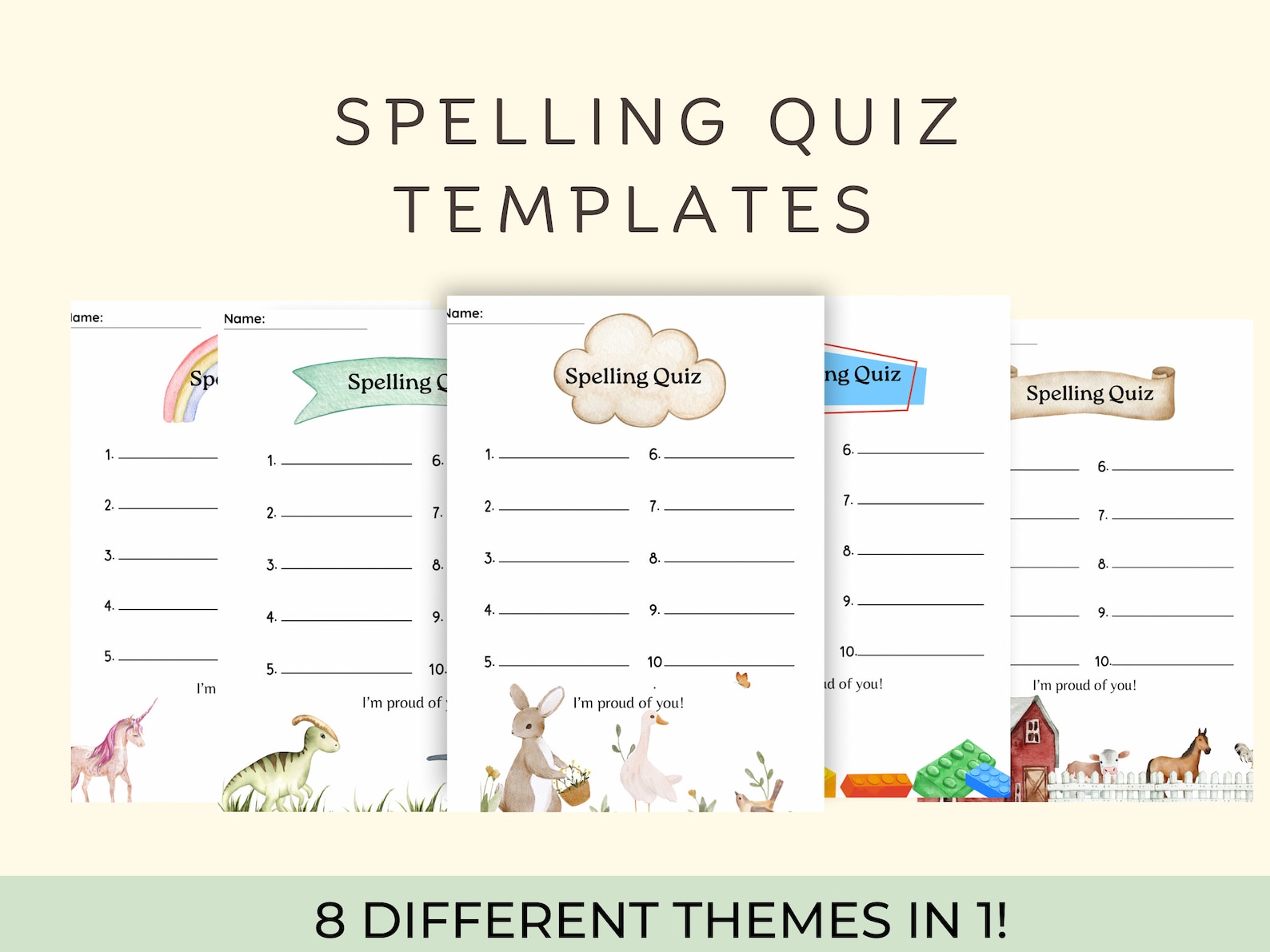 Interactive Spelling Quiz Template & Spelling Bee Word List Bundle - Etsy