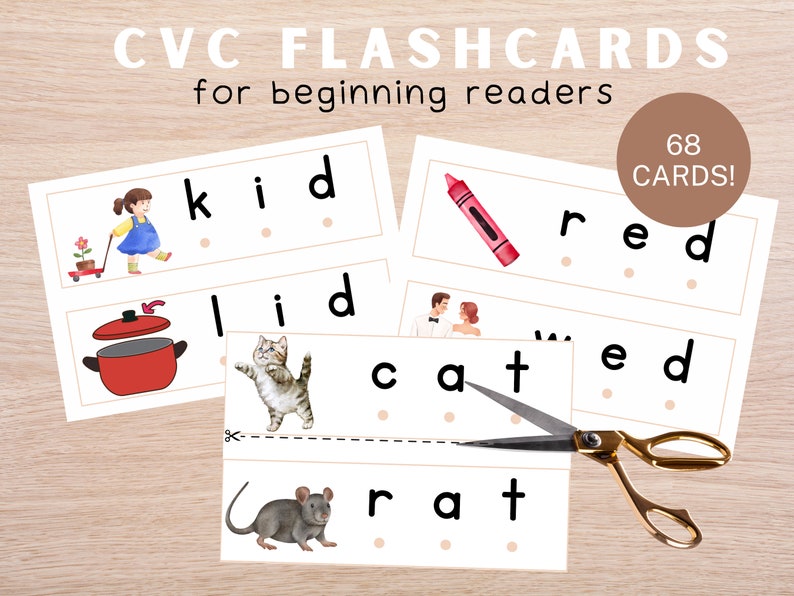 Interactive Cvc Flash Cards for Kids Learning to Read Word Families ...