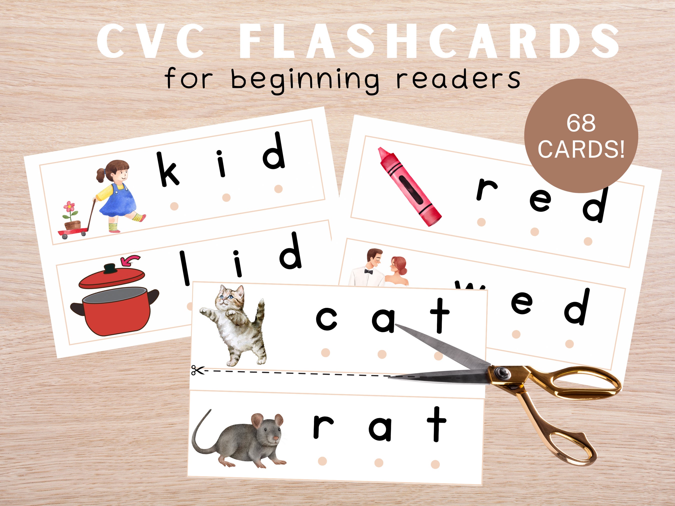 Interactive Cvc Flash Cards for Kids Learning to Read Word Families ...