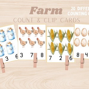 Farm Animals Counting Cards: Montessori Preschool Learning - Etsy