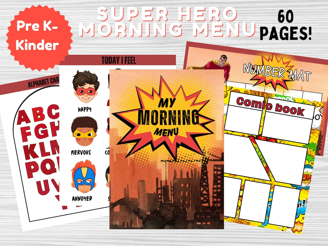 Superhero Homeschool Morning Menu + Busy Binder for Preschool and ...